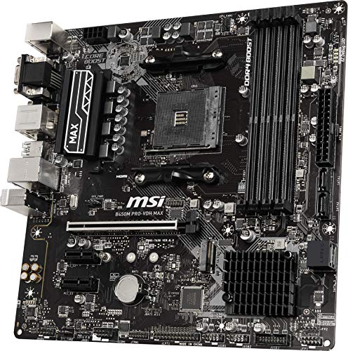 MSI ProSeries AMD Ryzen 2ND and 3rd Gen AM4 M.2 USB 3 DDR4 D-Sub DVI HDMI Micro-ATX Motherboard (B450M PRO-VDH Max)