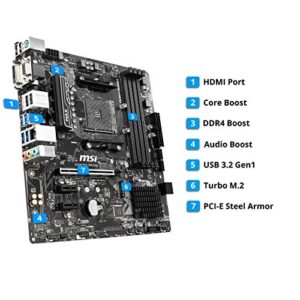 MSI ProSeries AMD Ryzen 2ND and 3rd Gen AM4 M.2 USB 3 DDR4 D-Sub DVI HDMI Micro-ATX Motherboard (B450M PRO-VDH Max)