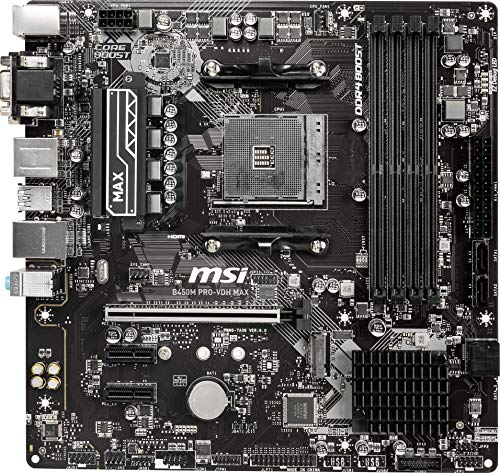 MSI ProSeries AMD Ryzen 2ND and 3rd Gen AM4 M.2 USB 3 DDR4 D-Sub DVI HDMI Micro-ATX Motherboard (B450M PRO-VDH Max)