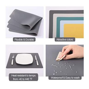 Whalesee Silicone Placemats Set of 4-Food Grade Waterproof, Stain-Proof, Anti-Slip, Heat-Resistant Thickening, Countertop Protector, Kitchen Countermat, Washable Children's Placemat (Dark Gray)