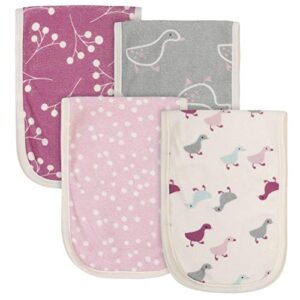 grow by gerber baby girls 4-pack terry burp cloths, pink/grey/ivory, one size