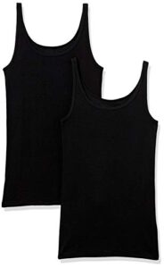 amazon essentials women's slim-fit thin strap tank, pack of 2, black, small