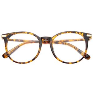 gaoye blue light blocking glasses, retro round eyewear frame anti eyestrain computer glasses for women men - gy1688 (tea leopard/transparent lens)