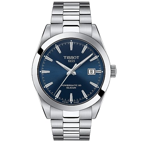 Tissot mens Gentleman Stainless Steel Dress Watch Grey T1274071104100