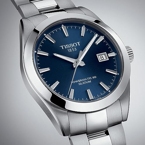 Tissot mens Gentleman Stainless Steel Dress Watch Grey T1274071104100