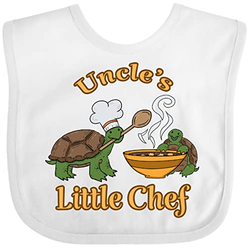 inktastic Uncle's Little Chef with Cute Turtles Baby Bib White 37eb6