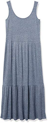 Amazon Essentials Women's Cozy Knit Rib Sleeveless Tiered Maxi Dress (Previously Daily Ritual), Blue Marl, X-Small