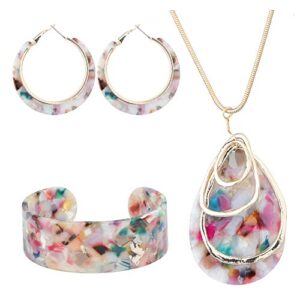 orazio floral acrylic jewelry set for women girls statement boho resin earrings necklace bracelet