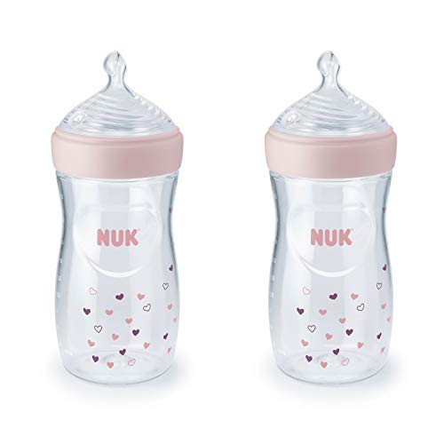 NUK Simply Natural Baby Bottles, Colors may vary, 9 oz, 2-Pack