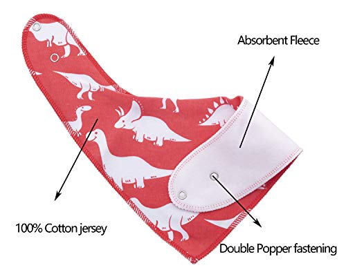 Maiwa 10-Pack Dinosaur Bandana Bibs for Baby Boys for Drooling Feeding and Teething