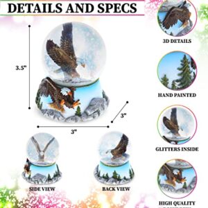 CoTa Global Eagle Snow Globe - Sparkly Water Globe Figurine with Sparkling Glitter, Collectible Novelty Ornament for Home Decor, for Birthdays, Christmas, and Valentine's Day - 65mm