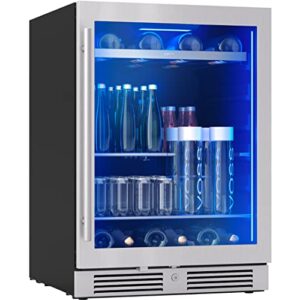 zephyr presrv 24" wine fridge & beverage refrigerator single zone under counter - mini wine cooler cellars small beer fridge cabinet drink chiller freestanding wine beverage cooler,13 bottles, 84 cans