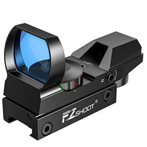 ezshoot red green dot gun sight scope reflex sight, 4 adjustable reticles holographic optic black with 20mm rail mount