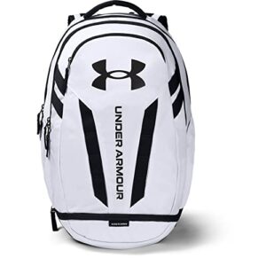 under armour unisex-adult hustle 5.0 backpack , white (100)/black , one size fits all