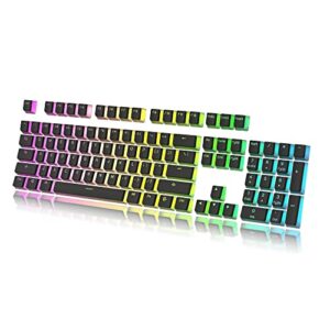 hk gaming pudding keycaps set | doubleshot pbt keycap set | full 108 oem profile key set | ansi us-layout | for mechanical keyboard | compatible with cherry mx, gateron, kailh, outemu | black