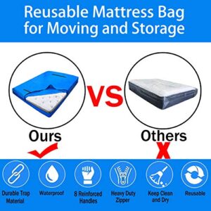 Dofilachy Heavy Duty Mattress Bags for Moving and Storage - Reusable Mattress Protection Cover Bag - King, Queen, Full, Twin Size Mattress Protector with Strong Zipper and Handles (Queen)