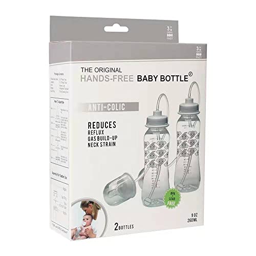 Hands Free Baby Bottle - Anti-Colic Self Feeding Baby Bottle System 9 oz (2 Pack - Elephant)