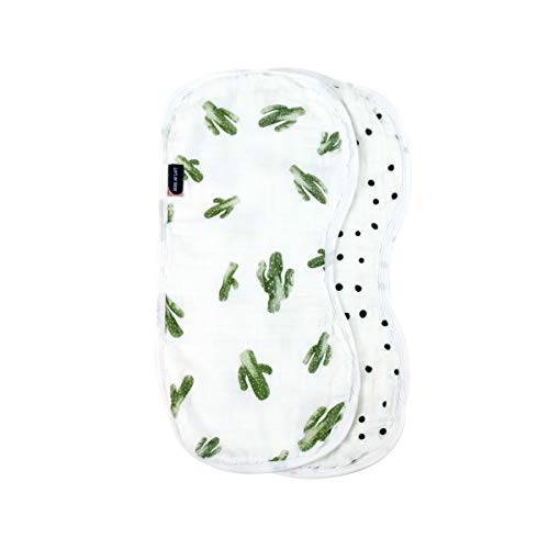 Bebe au Lait Oh So Soft Muslin Baby Burp Cloth Set, Saguaro and Dottie