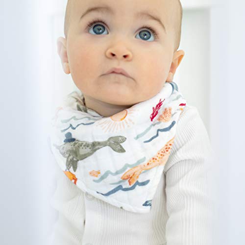 Bebe au Lait Classic Muslin Bandana Bib Set, Narwhal and Hello Sunshine , 2 Count (Pack of 1)