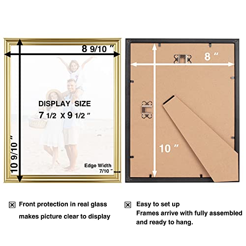 LaVie Home 8x10 Picture Frames(3 Pack, Gold) Wall or Tabletop Display, Graceful Beveled Detail Design Photo Frames with High Definition Glass, Perfect for Home Decor, Set of 3 Basic Collection