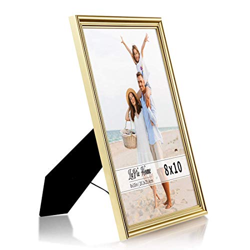 LaVie Home 8x10 Picture Frames(3 Pack, Gold) Wall or Tabletop Display, Graceful Beveled Detail Design Photo Frames with High Definition Glass, Perfect for Home Decor, Set of 3 Basic Collection