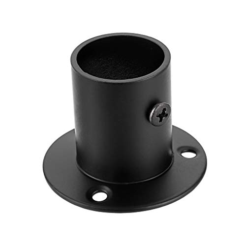 OwnMy 4 Packs Stainless Steel Pole Sockets Flange Rod Holder, Wall Mount Pipe Bracket with Screws for Closet Wardrobe Shower Curtain Rod (Fit 25mm / 1'') (Black)