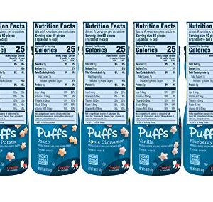 Gerber Puffs Variety Pack - 1 Banana, 1 Sweet Potato, 1 Peach, 1 Apple Cinnamon, 1 Vanilla, 1 Blueberry, 2 Strawberry Apple - 1.48 OZ each (8 CT)