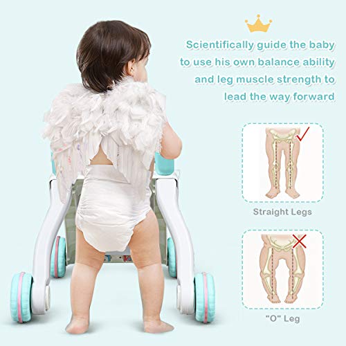 BABY JOY Sit-to-Stand Learning Walker, Kids Activity Center, Entertainment Table w/Lights & Sounds, Music, Detachable Panel, Educational Push Toy for Babies, Toddlers