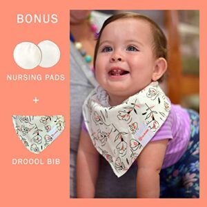 Lilmonki Nursing Scarf Multi-Use - Breathable Car Seat, Stroller, and Cart Cover for Babies - Colorful Tulip Print - Bandana Bib, Pouch & Nursing Pads Included