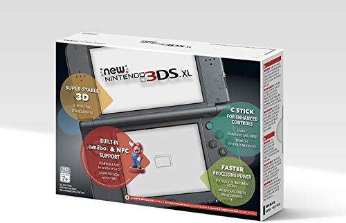 New Nintendo 3DS XL Black Handheld Console and AC Adapter. (Renewed)