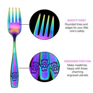 9 Piece Stainless Steel Rainbow Kids Forks, Kids Cutlery, Child and Toddler Safe Flatware, Kids Silverware, Kids Utensil Set, Includes A Total of 9 Forks for Convenience, Ideal for Home and Preschools