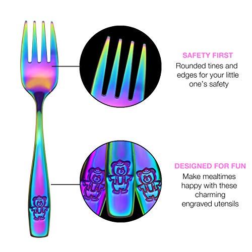 9 Piece Stainless Steel Rainbow Kids Forks, Kids Cutlery, Child and Toddler Safe Flatware, Kids Silverware, Kids Utensil Set, Includes A Total of 9 Forks for Convenience, Ideal for Home and Preschools