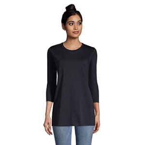 lands' end womens 3q cotton supima crew neck tunic black regular large