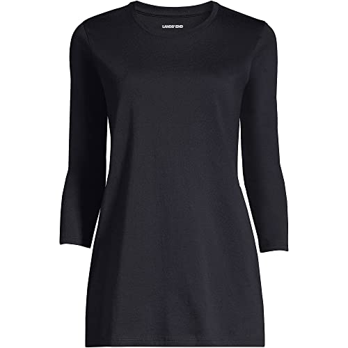 Lands' End Womens 3Q Cotton Supima Crew Neck Tunic Black Regular Large