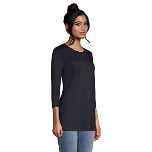 Lands' End Womens 3Q Cotton Supima Crew Neck Tunic Black Regular Large