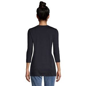 Lands' End Womens 3Q Cotton Supima Crew Neck Tunic Black Regular Large