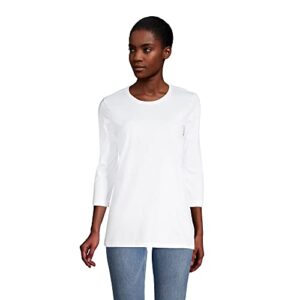 lands' end womens 3q cotton supima crew neck tunic white plus 2x