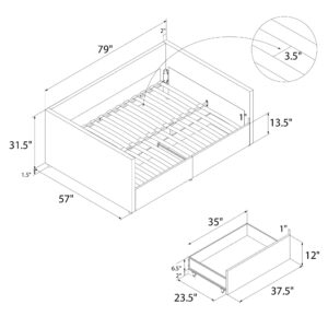 DHP Daybed with Storage Drawers, Full, Gray Velvet Bed, Grey