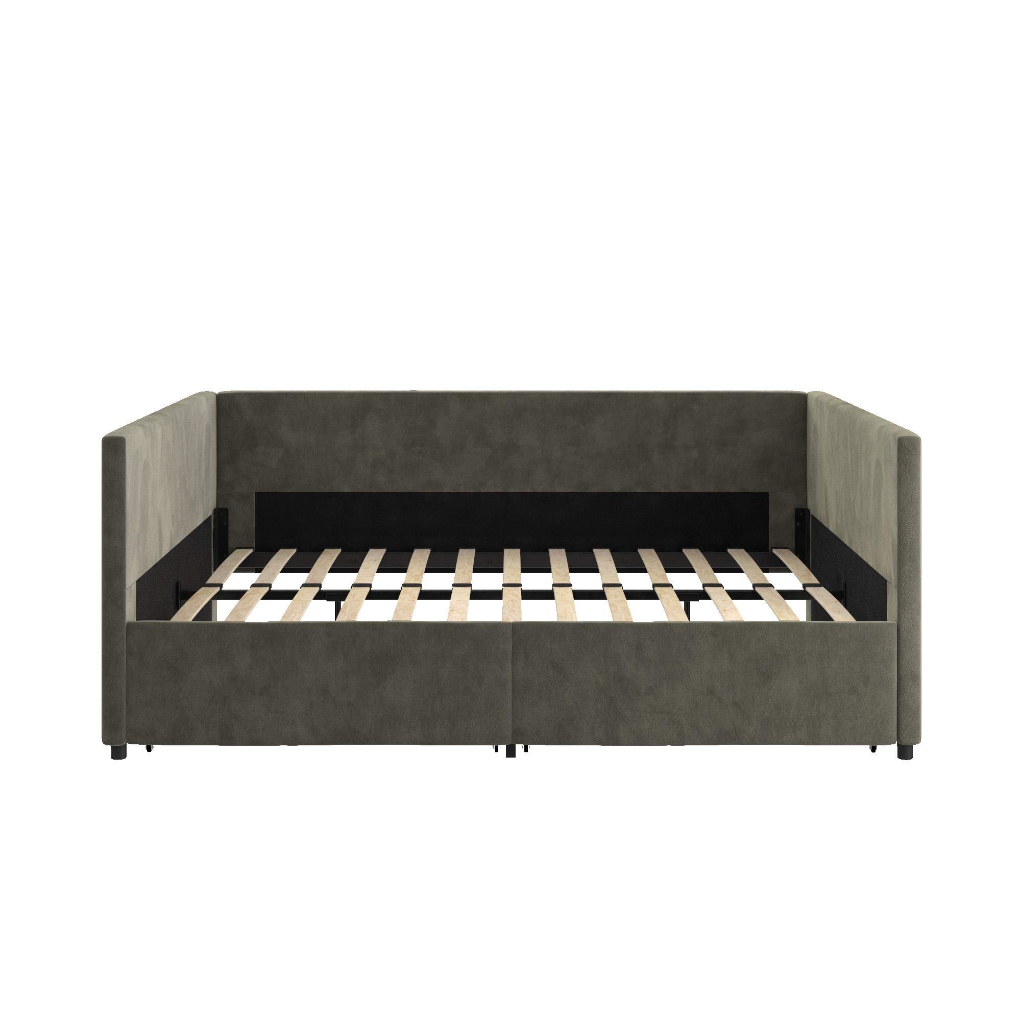 DHP Daybed with Storage Drawers, Full, Gray Velvet Bed, Grey