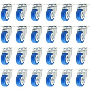 y&y decor 24 pack caster wheels swivel plate casters on blue polyurethane wheels pu (2" no brake)