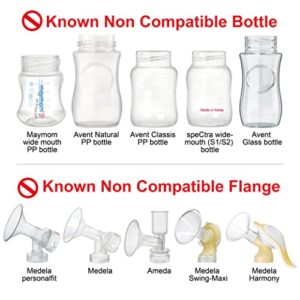 Maymom Bottle Thread Changer Compatible with Spectra 9 Plus Spectra S1 Spectra S2 Flange, Maymom Widemouth Flange, Avent Flange, Compatible with Lansinoh Bottle, Mam Bottle, Pigeon Bottle; 4pc/pk