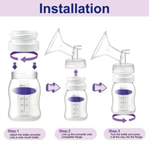 Maymom Bottle Thread Changer Compatible with Spectra 9 Plus Spectra S1 Spectra S2 Flange, Maymom Widemouth Flange, Avent Flange, Compatible with Lansinoh Bottle, Mam Bottle, Pigeon Bottle; 4pc/pk