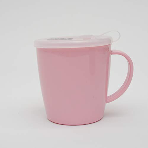 OTSUMAMI TOKYO Mug cup and Lid with a straw hole, for Kids, Nursing, Travel, BPA Free Non-Toxic, Microwave oven, dishwasher safe, Unbreakable -Made in Japan (Pale Pink)