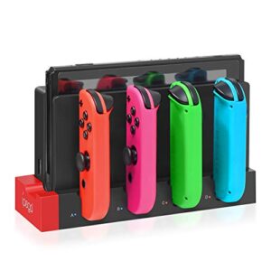 charging dock compatible with nintendo switch & switch oled model joycons, switch controller charger dock station for joycon charges up to 4pcs, charging stand station for nintendo switch/oled model