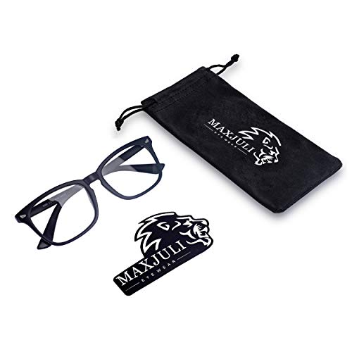 MAXJULI Blue Light Blocking Glasses,Computer Reading/Gaming/TV/Phones Glasses for Women Men(Matt Black)