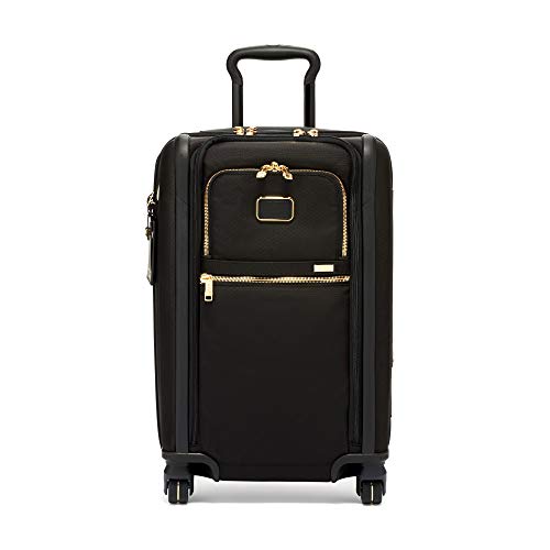 TUMI Alpha 3 International Dual Access 4-Wheeled Carry-On Luggage - With Built-In USB Port and Integrated TSA Lock - 22-Inch Rolling Suitcase for Men and Women - Black/Gold