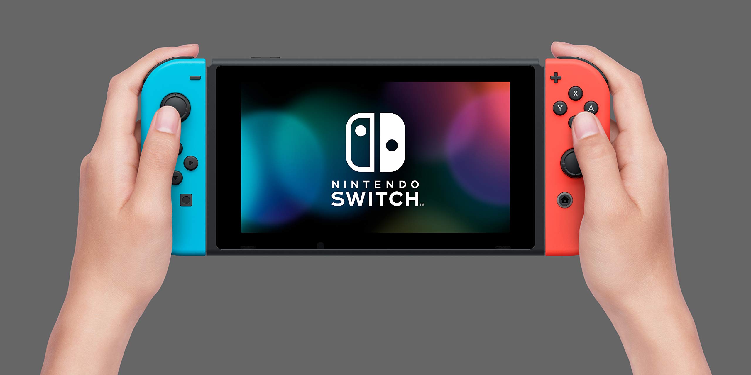 Nintendo Switch V2 Game Console - Black (HAC-001(-01) w/ OEM Blue/Red Joycon (Renewed)