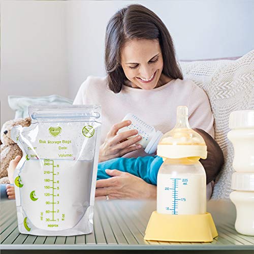 Breastmilk Storage Bags 110 Count 8 OZ 250ML Milk Freezer Bags for Breastfeeding Milk Storage Bag Leak Proof Double Zipper Seal