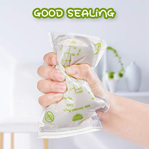 Breastmilk Storage Bags 110 Count 8 OZ 250ML Milk Freezer Bags for Breastfeeding Milk Storage Bag Leak Proof Double Zipper Seal