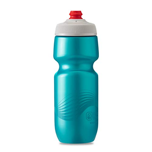 Polar Bottle Breakaway Wave Lightweight Bike Water Bottle - BPA-Free, Cycling & Sports Squeeze Bottle (Teal & Silver, 24 oz)